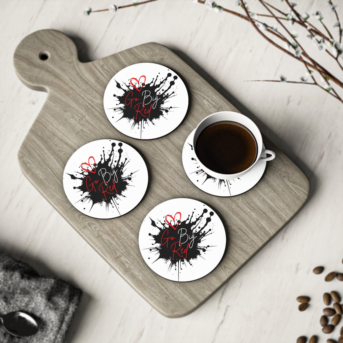 Go Big Red (splatter)- Coasters (Set of 4) – Grit and Grace
